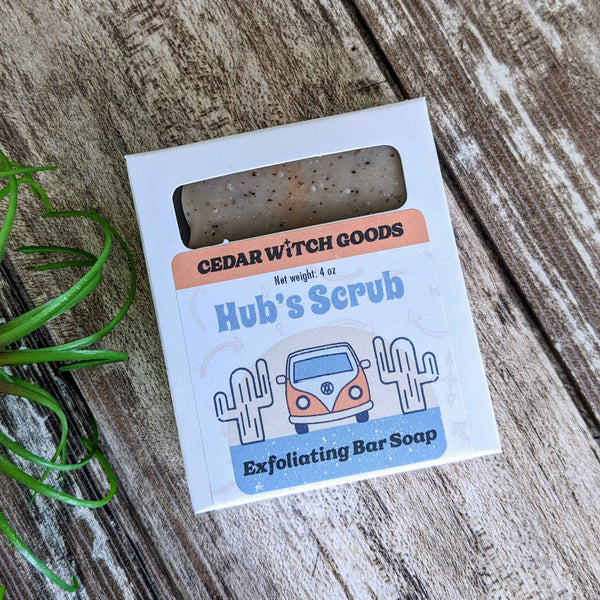 Hub's Scrub Exfoliating Men's Soap | Amber, Musk & Bay | Cedar Witch Goods
